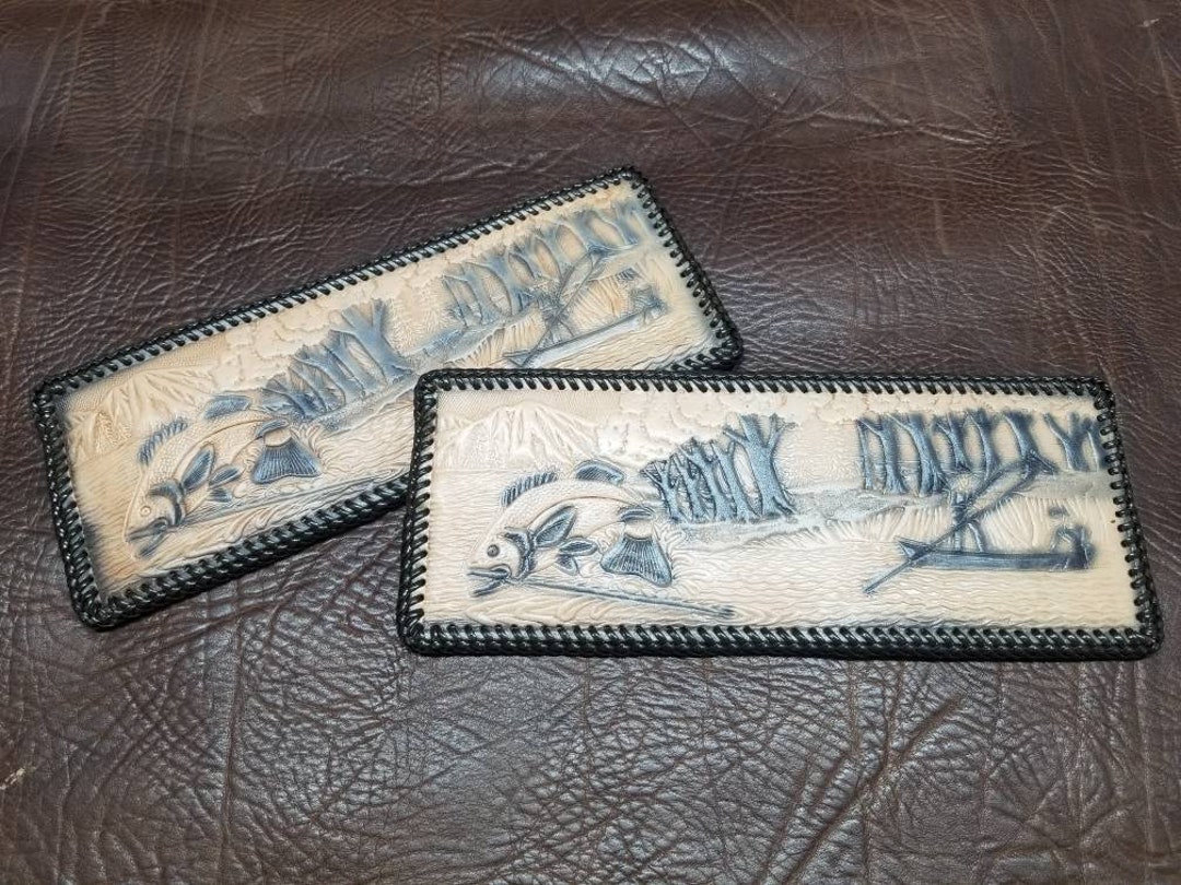Bass Fishing Bi Fold Wallet, Genuine Leather, Hand Made and Hand Laced ...