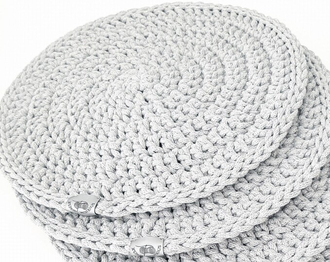 Set of 4 christmas knitted placemats,natural ecru table mats,decorating ...