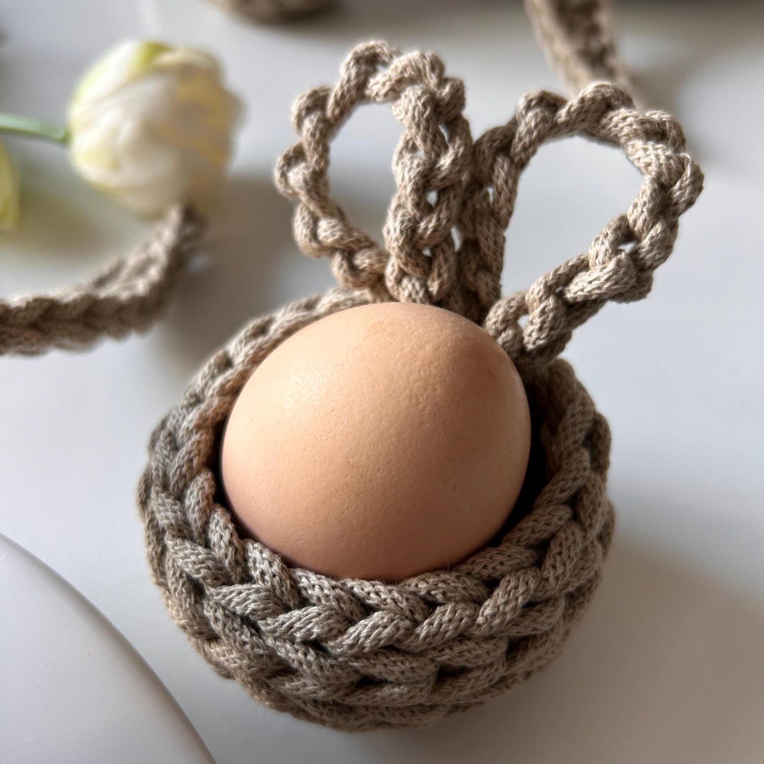 Small Easter Egg Basket With Bunny Ears – Handmade Spring Table Decor ...