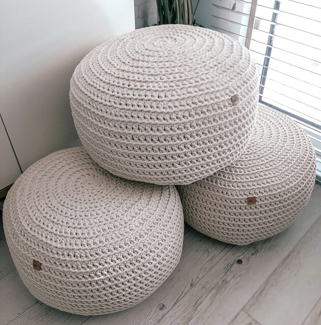 Simple,handmade Decor Poufs.round Pouf,ottoman,floor Cushion for Relax ...
