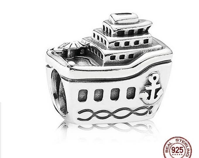 CRUISE SHIP Charm, 925 Sterling Silver, Fits Famous Pandora Snake Chain ...