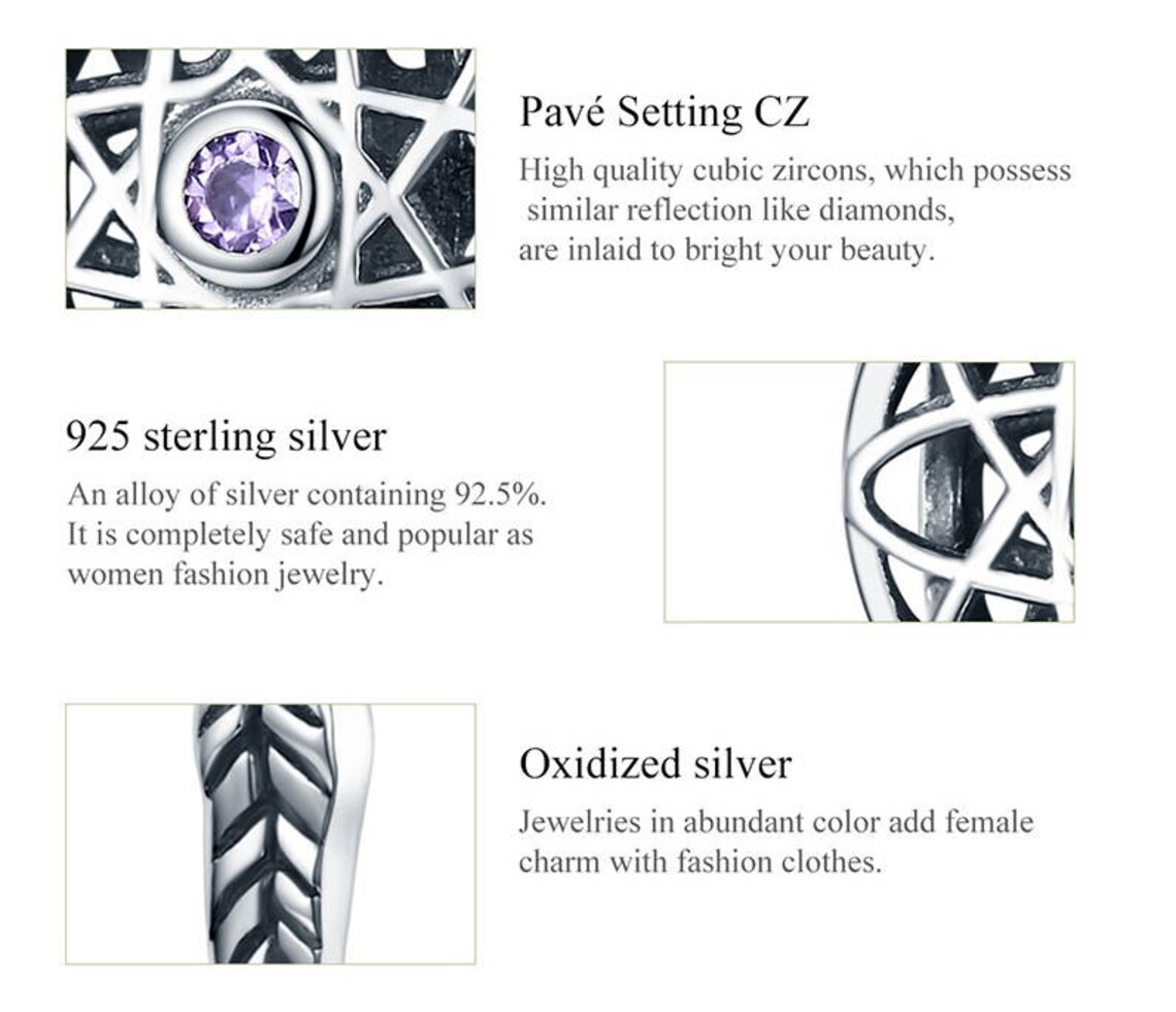 Dream Catcher Charm, 100% Real 925 Sterling Silver, Fits Pandora ...