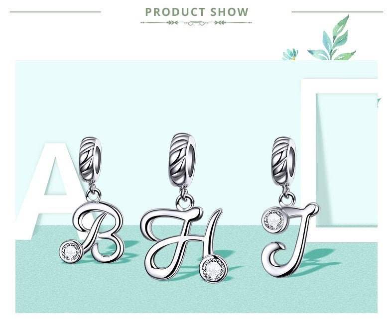 DANGLE A Z Alphabet Letters With Clear Zirconia 100% Real - Etsy