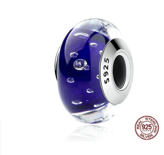 BLUE MURANO Charm 100% Real 925 Sterling Silver Fits | Etsy