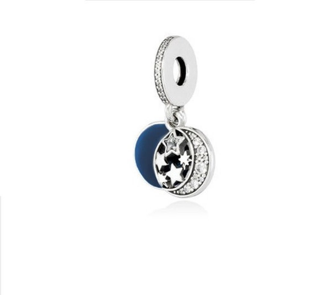 MOON AND STAR Dangle Charm, 100% Real 925 Sterling Siiver, Fit Famous ...