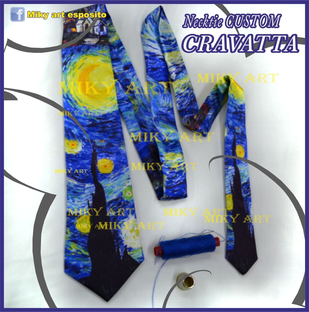 Vincent Van Gogh Tie the Starry Night Handmade Gift Necktie the Starry ...