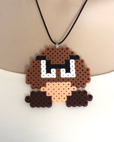 Goomba Perler Bead Necklace Mario Rave Edc Accessories - Etsy