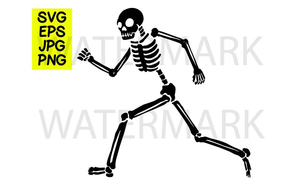 Skeleton Bone Running JPG PNG SVG Eps Hand Drawing Image | Etsy
