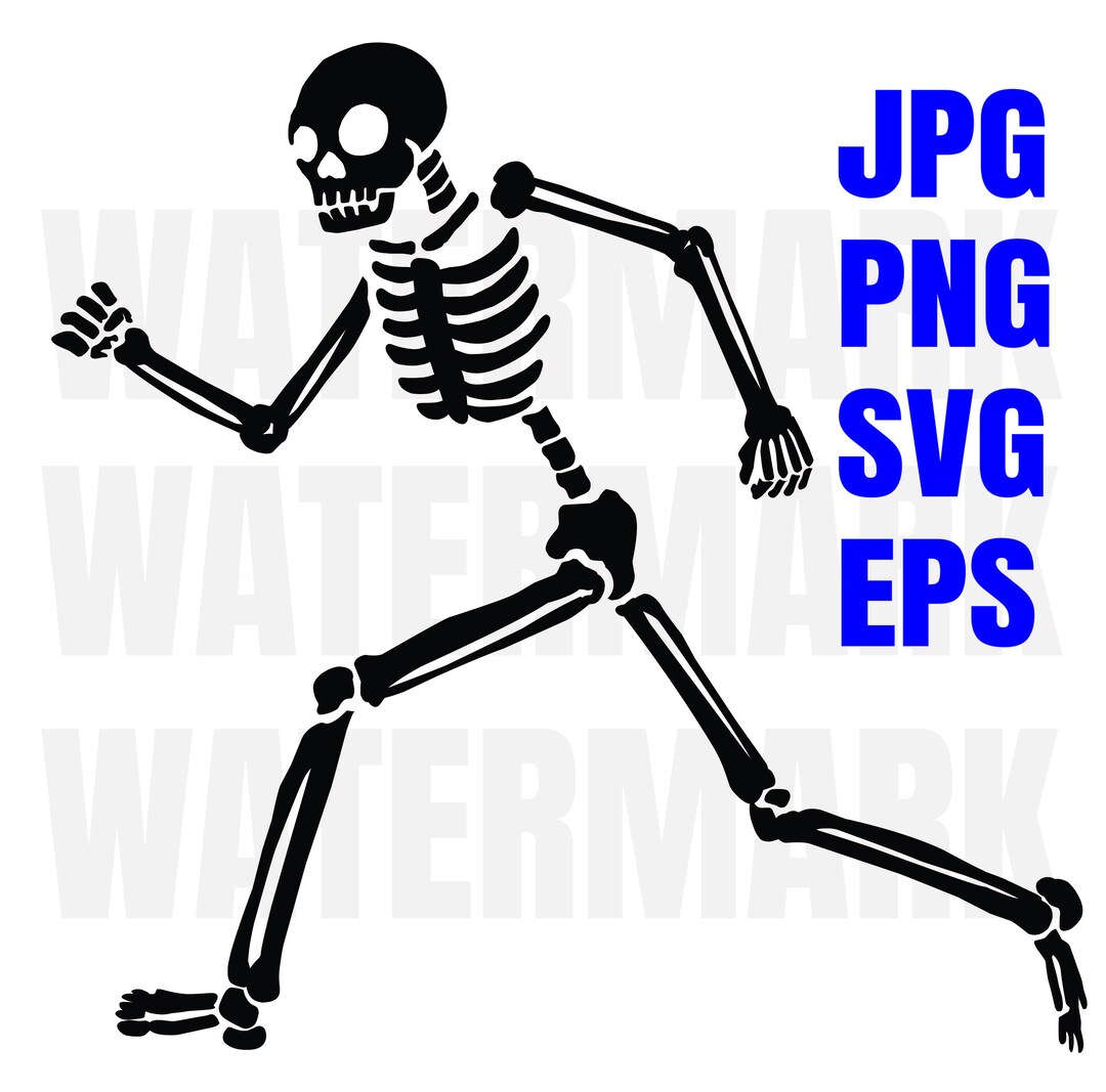 Skeleton Bone Running JPG PNG SVG Eps Hand Drawing Image Digital Files ...