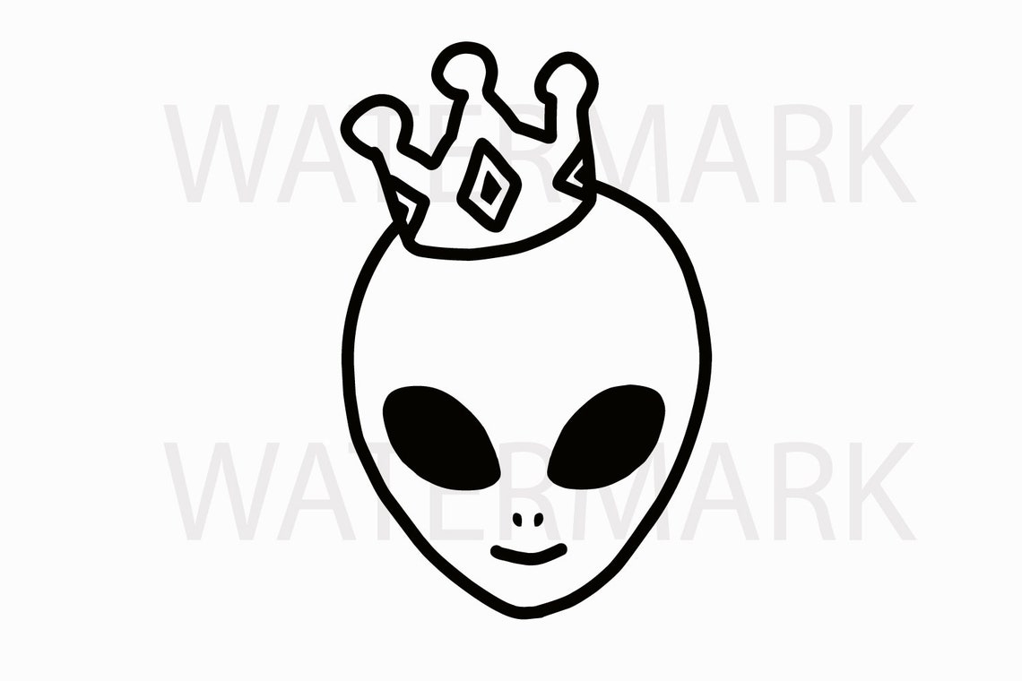 Alien King with a Crown JPG PNG SVG Hand Drawing Image | Etsy