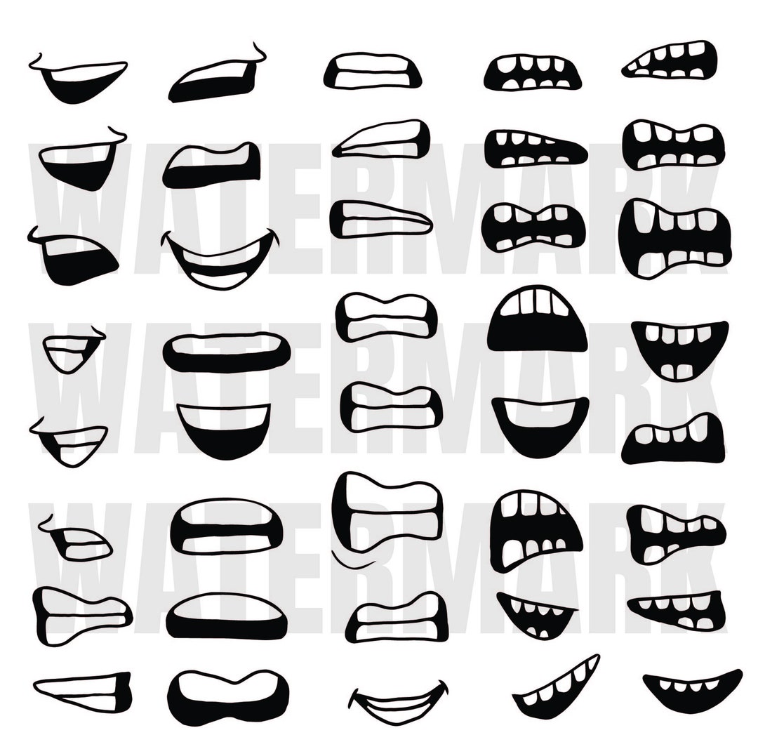 Bundle Funny Mouth JPG PNG SVG, Eps Files Included Hand Drawing Image ...