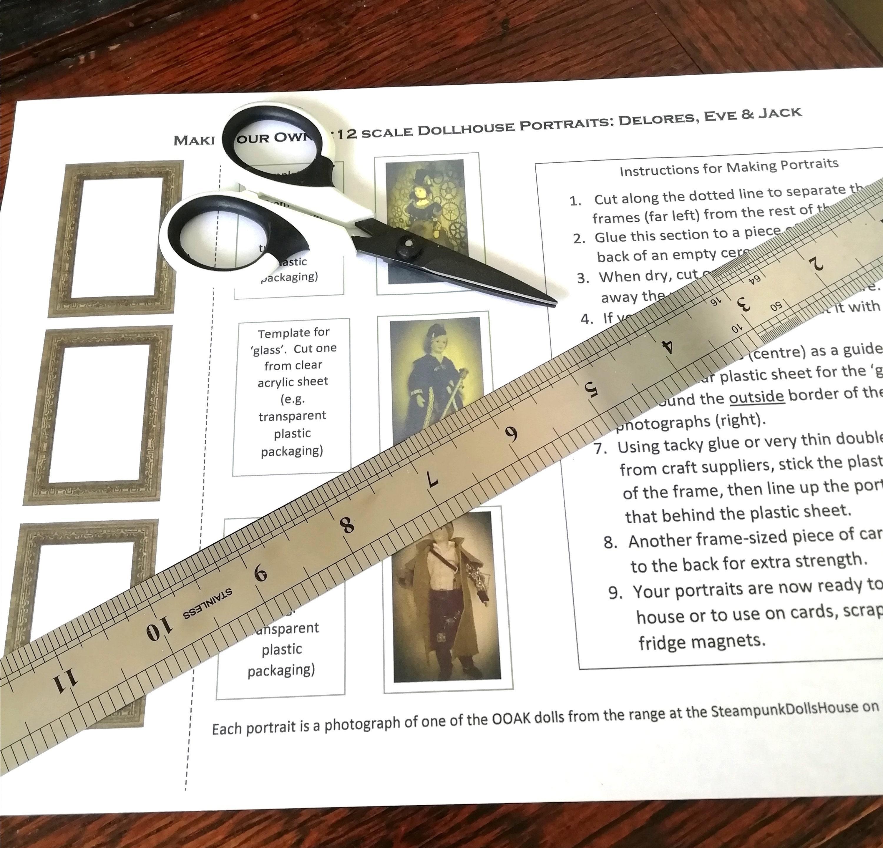 12th Scale Printable Set of 3 Framed Photos to Construct at Home ...