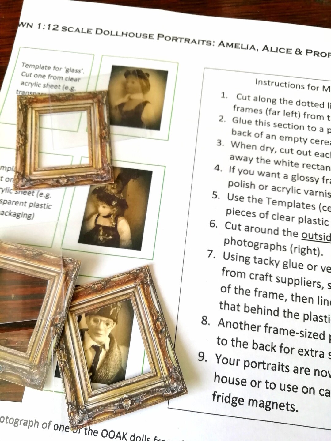 PRINTABLE Dollhouse Portrait Set Framed 12th Scale Wall Art ...