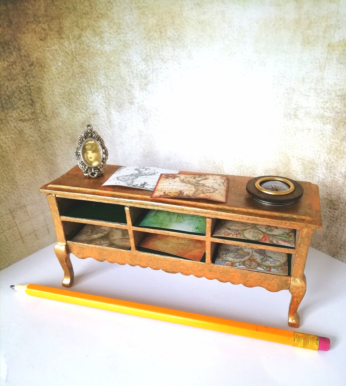 12th Scale Wooden Dollhouse Map Chest OOAK Upcycled - Etsy UK