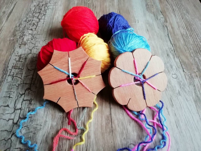 Weaving disk for kids wooden kumihimo flower historical | Etsy