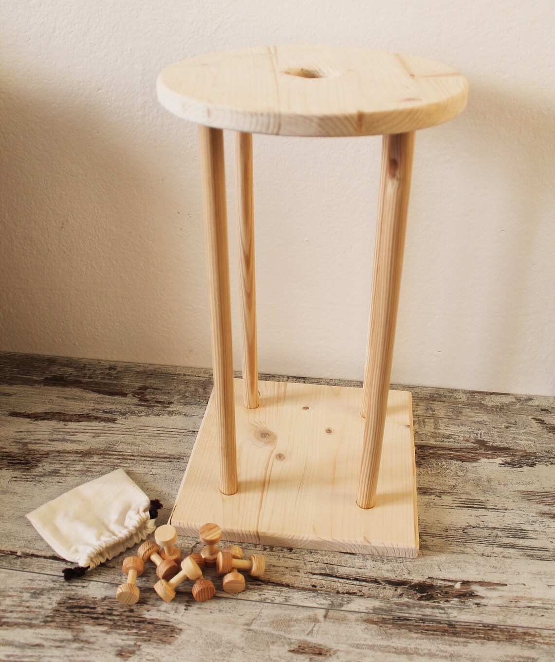 Marudai stand for japanese kumihimo loom kit with wood reels | Etsy