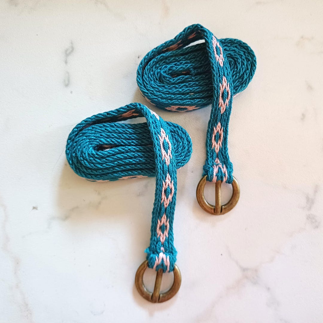 Pair of Calf Straps With Round Buckle, Tablet Weaving Medieval Garters ...