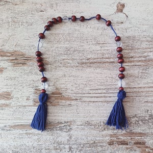 Wooden and Glass Paternoster, Medieval Prayer Beads, Small Rosary for ...