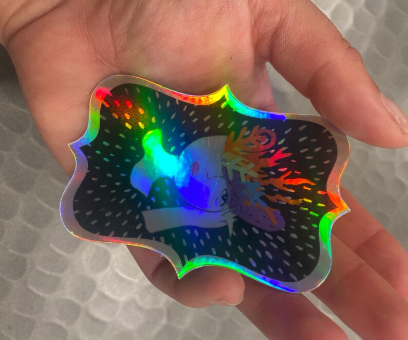 Flower Head Holographic Sticker - Etsy