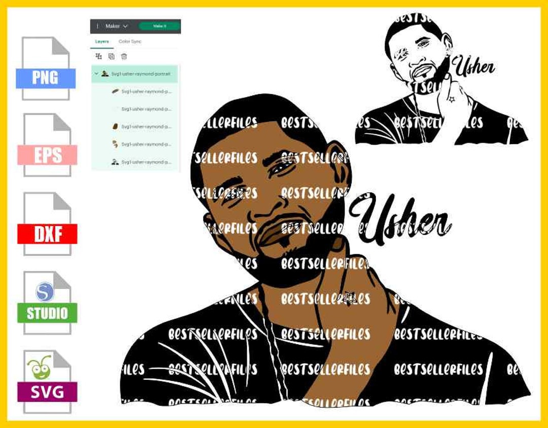 Download Usher Raymond Portrait Svg Dxf Eps Png Layered Cricut ...