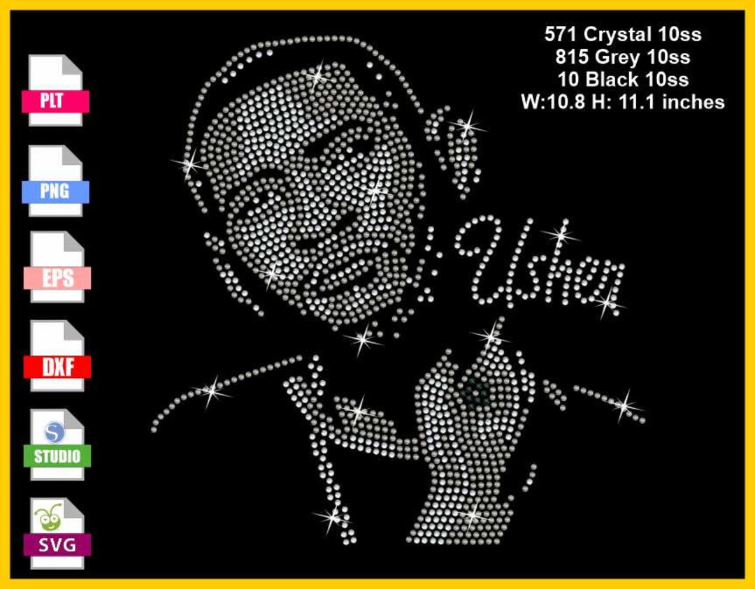 Download Usher Raymond Portrait Rhinestone Bling Svg Dxf Eps Png ...