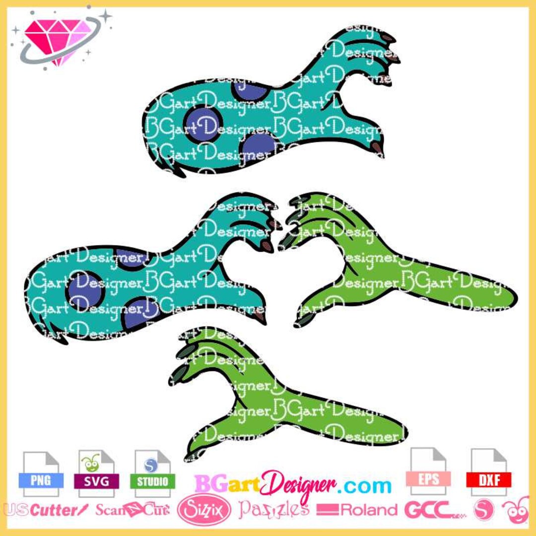 Instant Download Sully and Mike Monster Hands Arms Making Heart Svg Cricut Silhouette, DIY ...