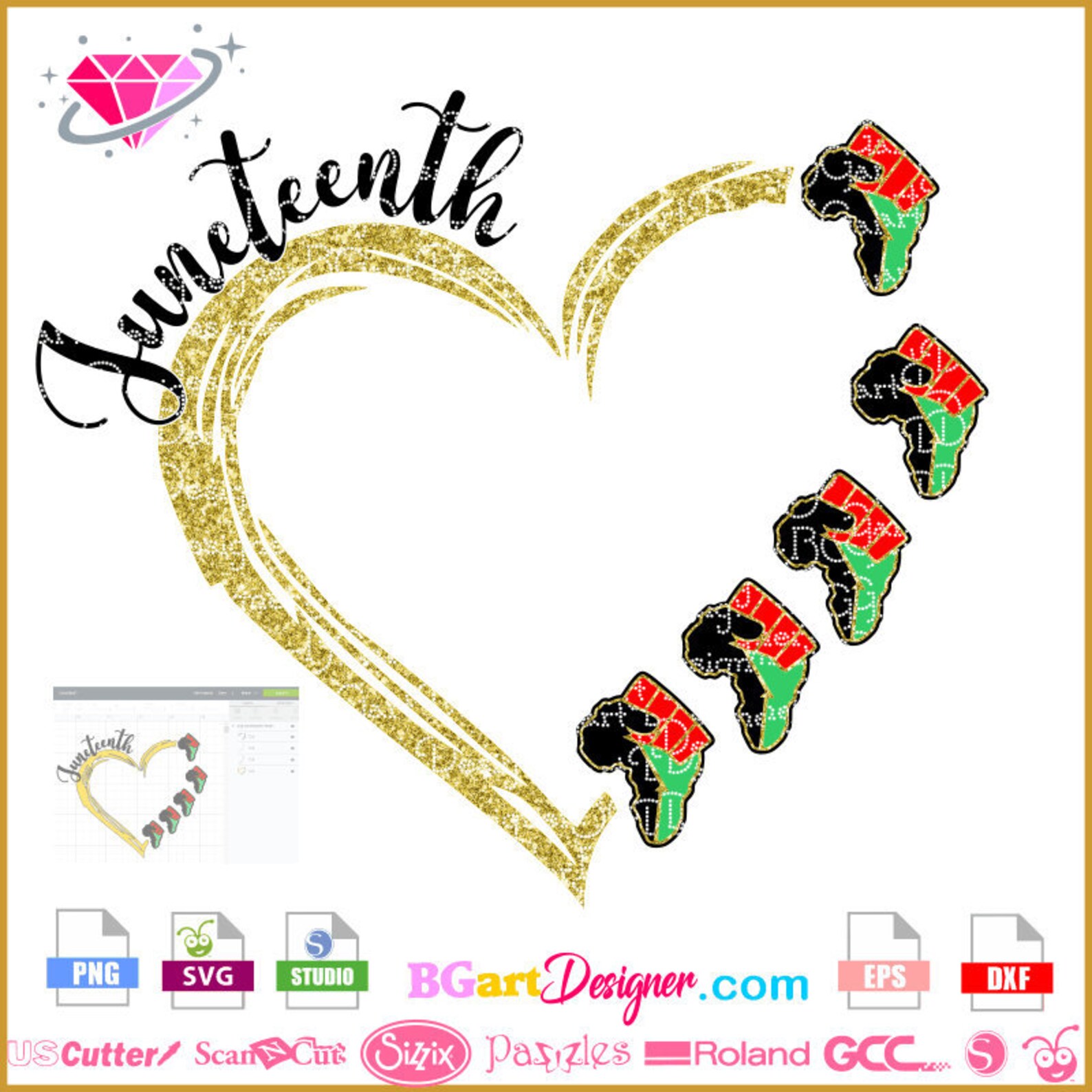 Heart Juneteenth Svg File Fits Three Colors, Layered for Cut in Vinyl ...