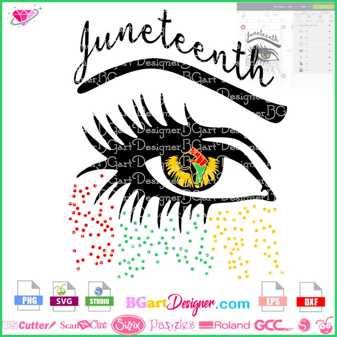 Juneteenth Eye Svg File Layered for Cut in Vinyl With Cricut | Etsy