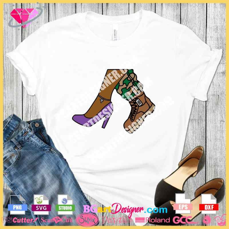 Download Woman High Heels Shoes and Military Boots Combat Layered Svg ...