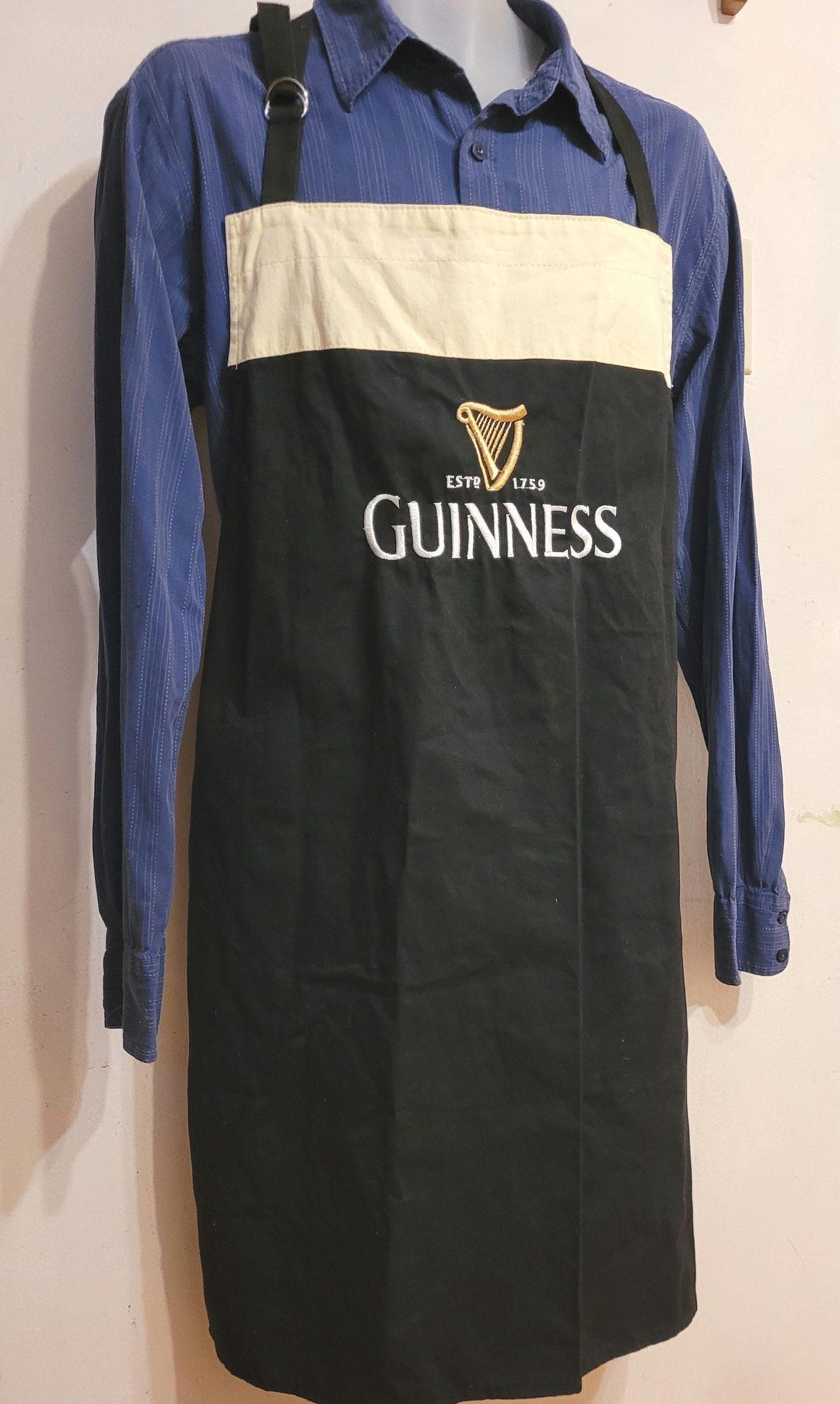 Guinness Beer Apron Pub Bar Embroidered Logo Cotton Pinafore Ireland ...