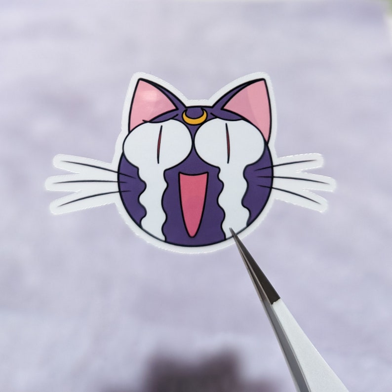 Luna Sailor Moon Vinyl Sticker Crying Tears of Joy Kawaii Cat - Etsy