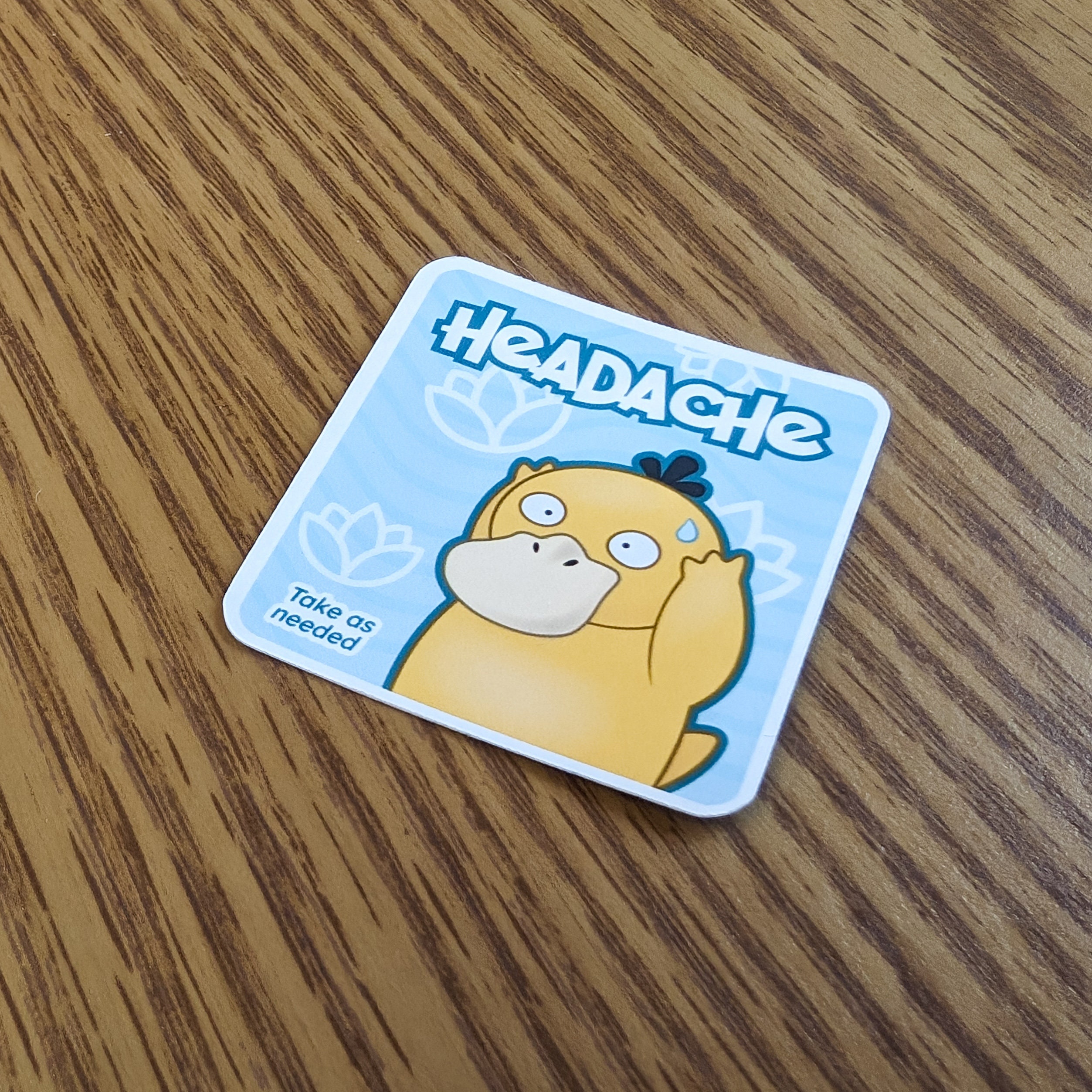 Psyduck Headache Lotus - Medicine Bottle Label Vinyl Sticker - Etsy