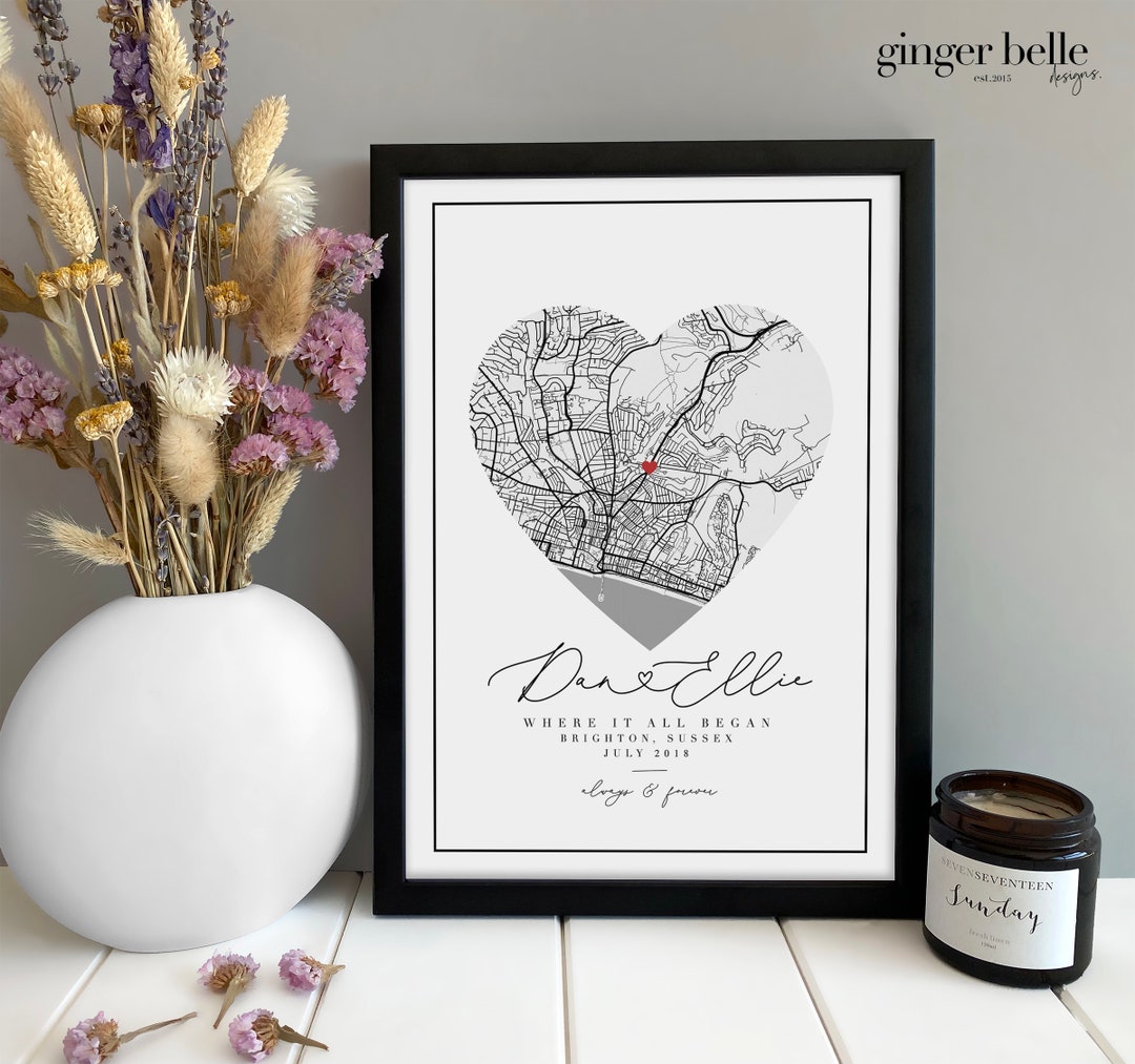 Personalised Wedding Gift | Map Gift for Couple, Wedding Location ...