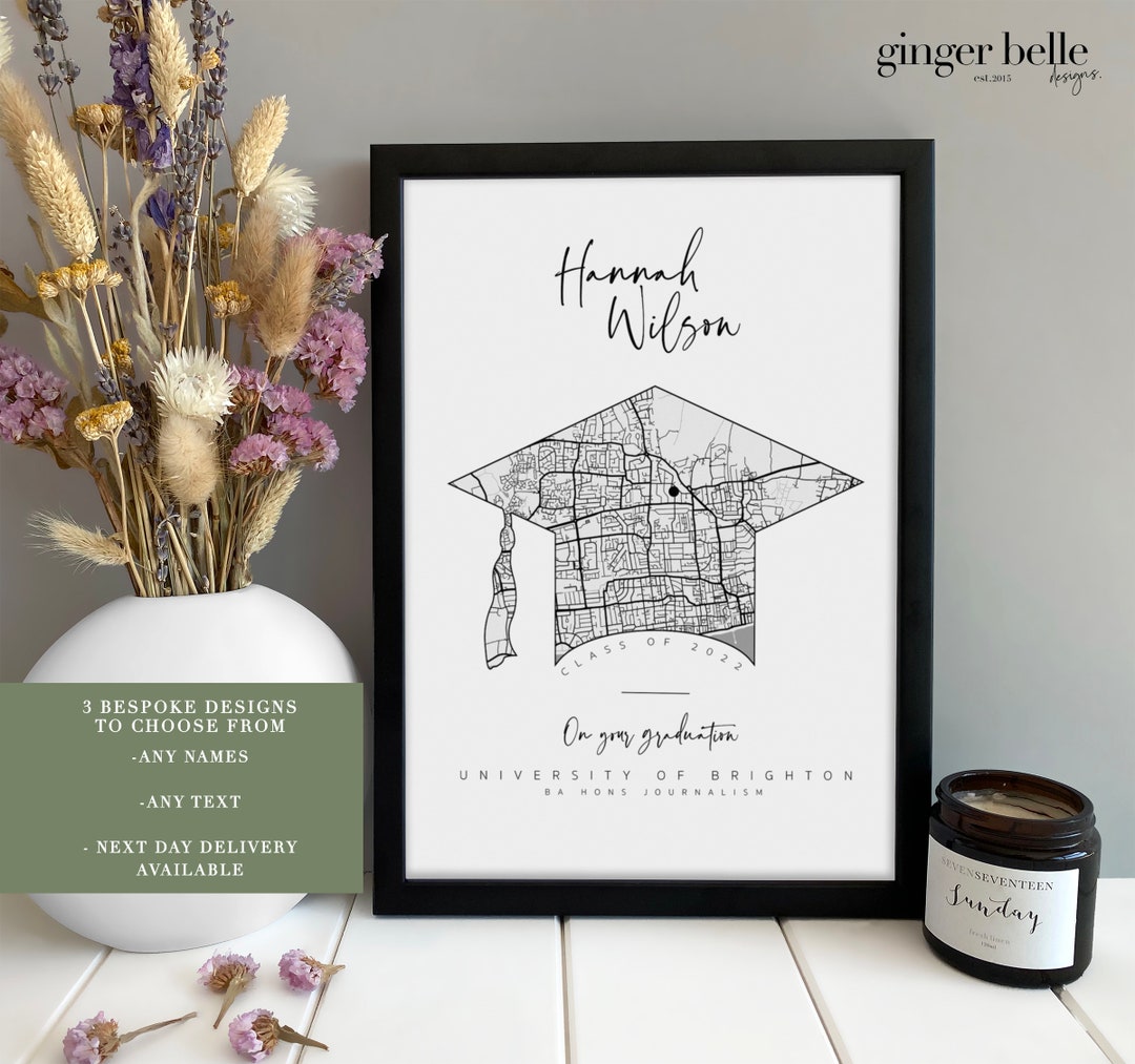 Personalized Graduation Map Print | University Graduation Gift - Etsy