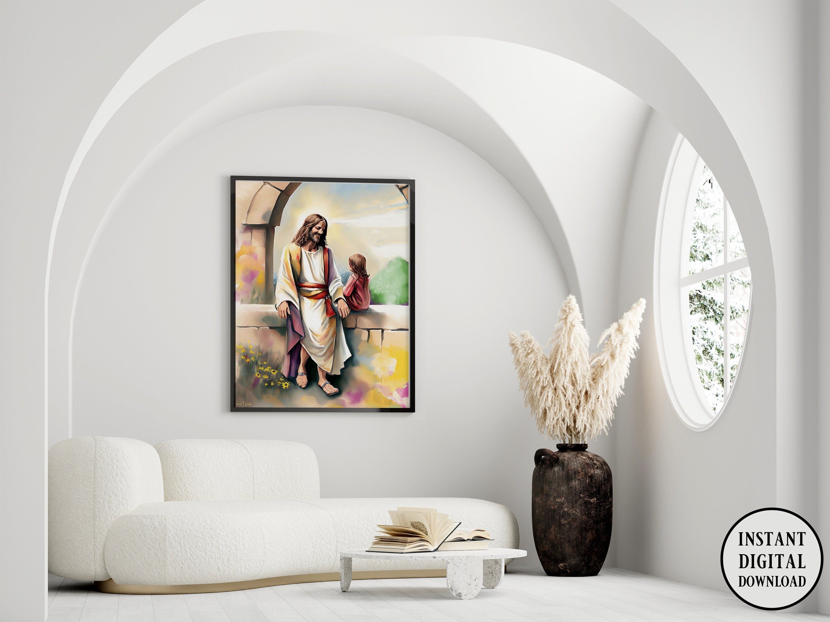 The Comfort of His Presence - Jesus Sitting With Girl, Religious ...
