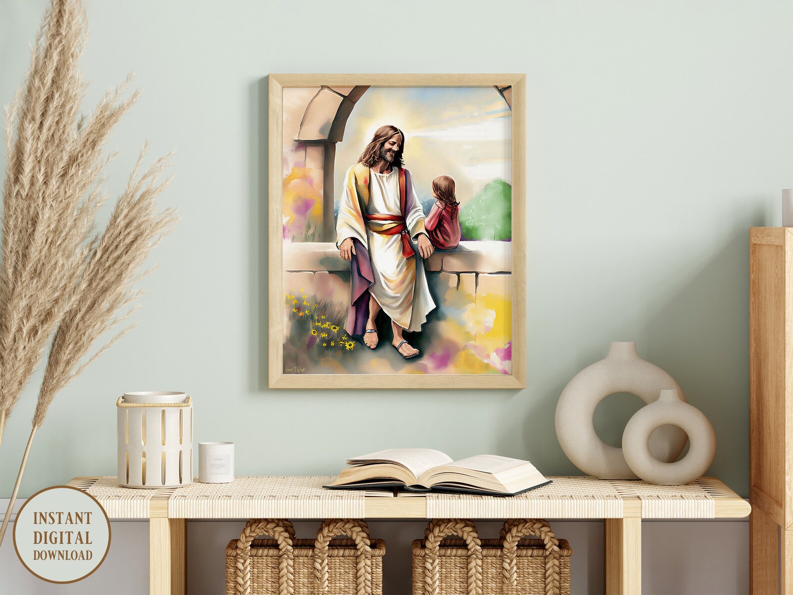 The Comfort of His Presence - Jesus Sitting With Girl, Religious ...