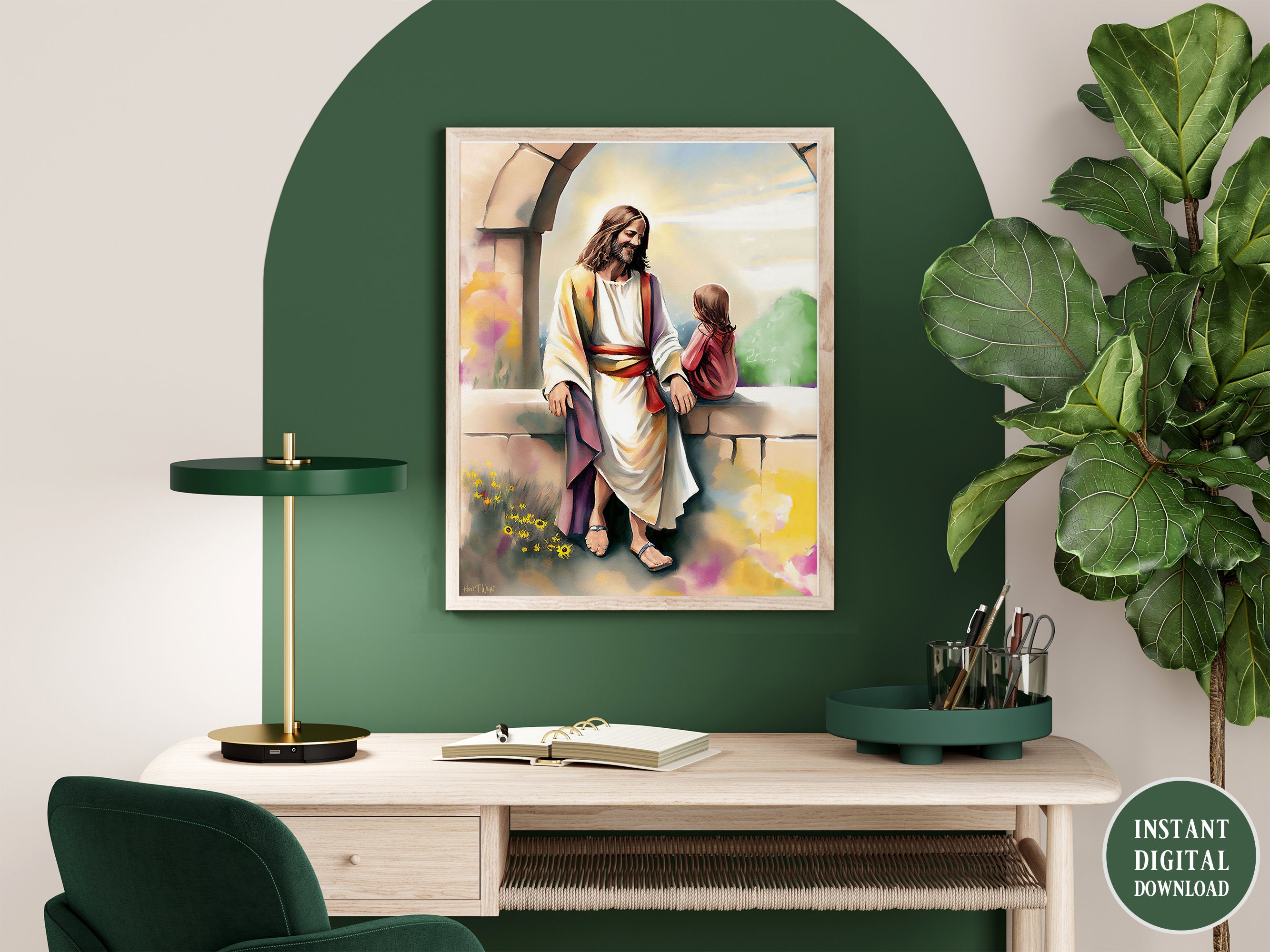 The Comfort of His Presence - Jesus Sitting With Girl, Religious ...