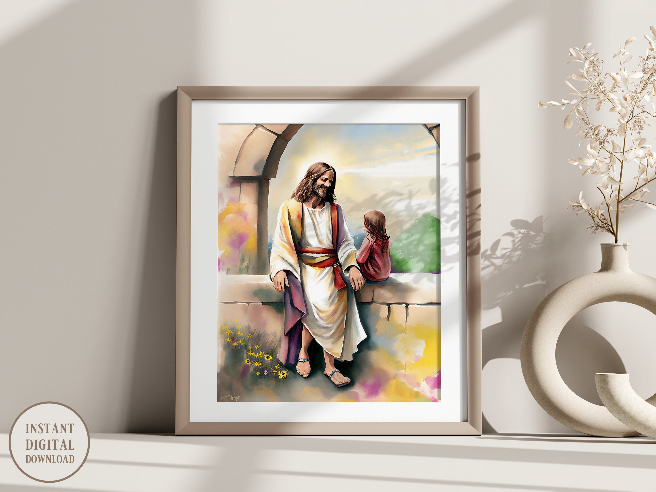 The Comfort of His Presence - Jesus Sitting With Girl, Religious ...