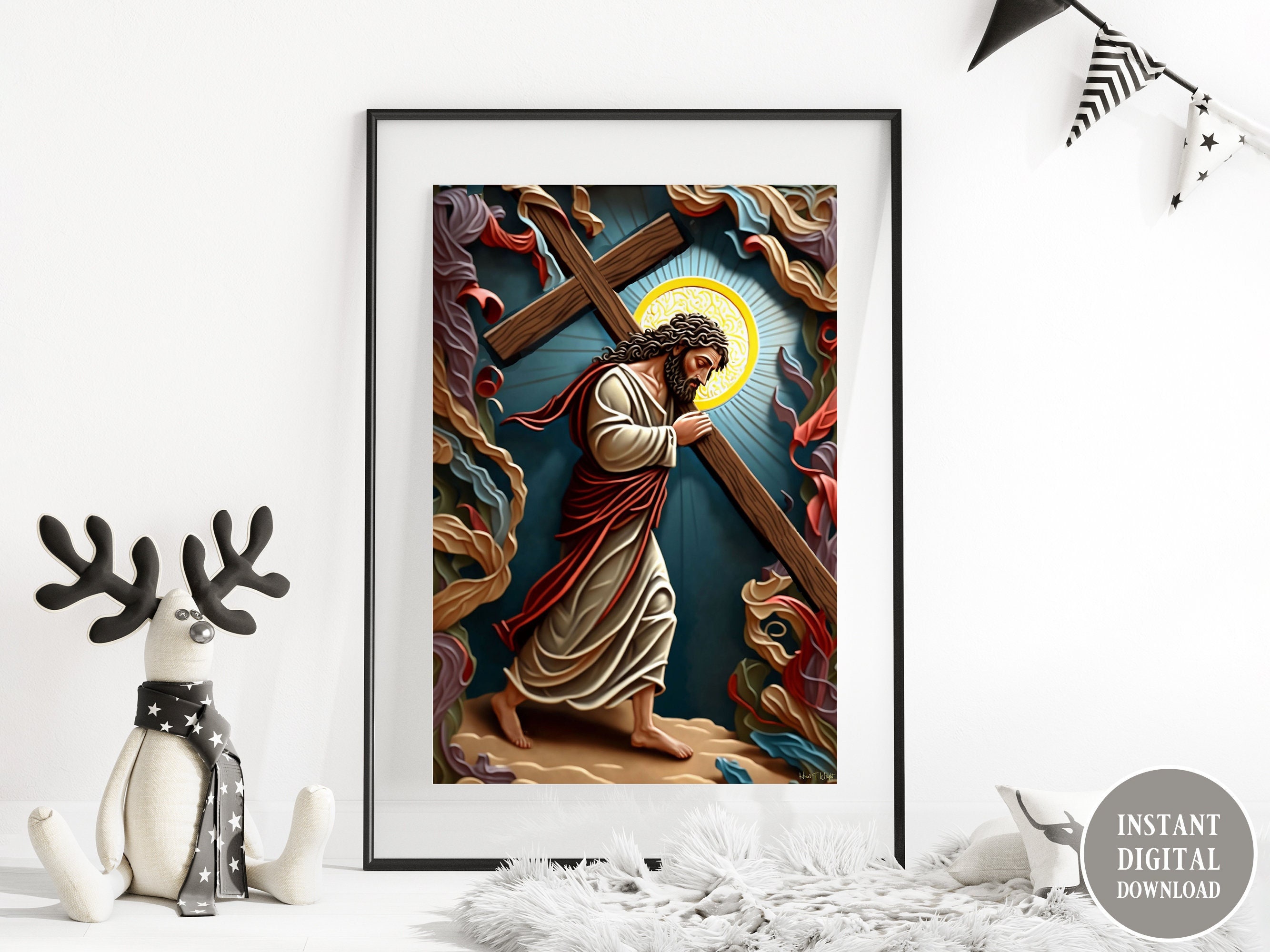 The Weight of Love - Jesus Christ Carrying the Cross, Children's Wall ...