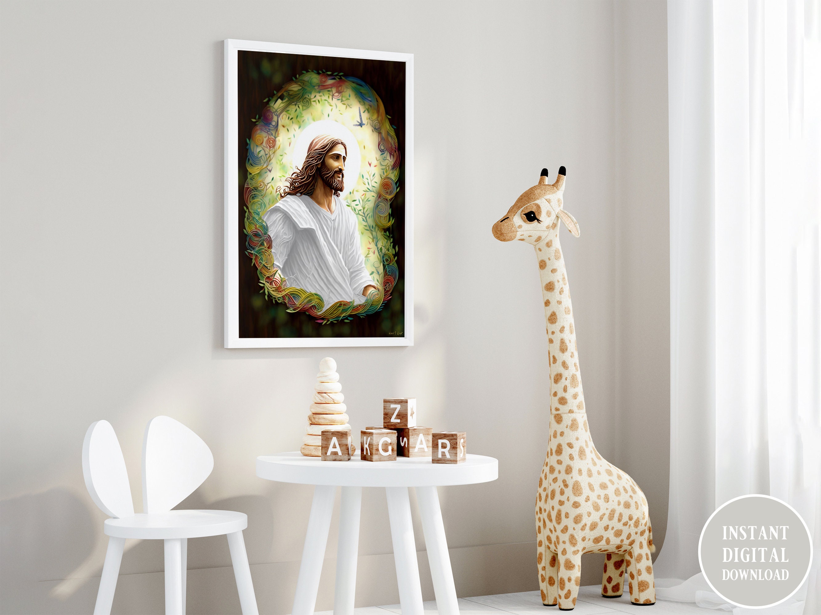The Tender Teacher - Loving Jesus Christ, Kids Room Decor, Portrait of ...