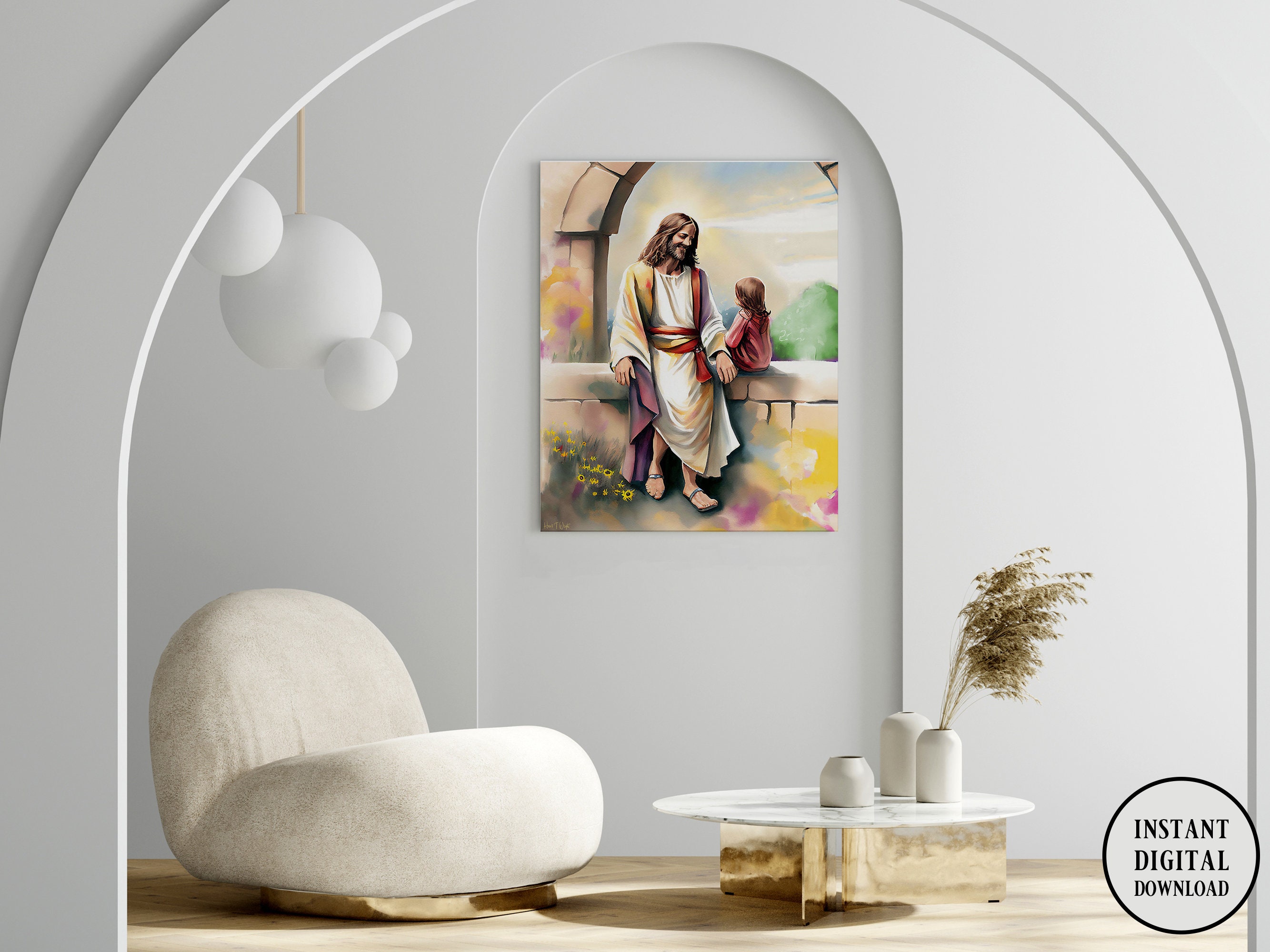 The Comfort of His Presence - Jesus Sitting With Girl, Religious ...