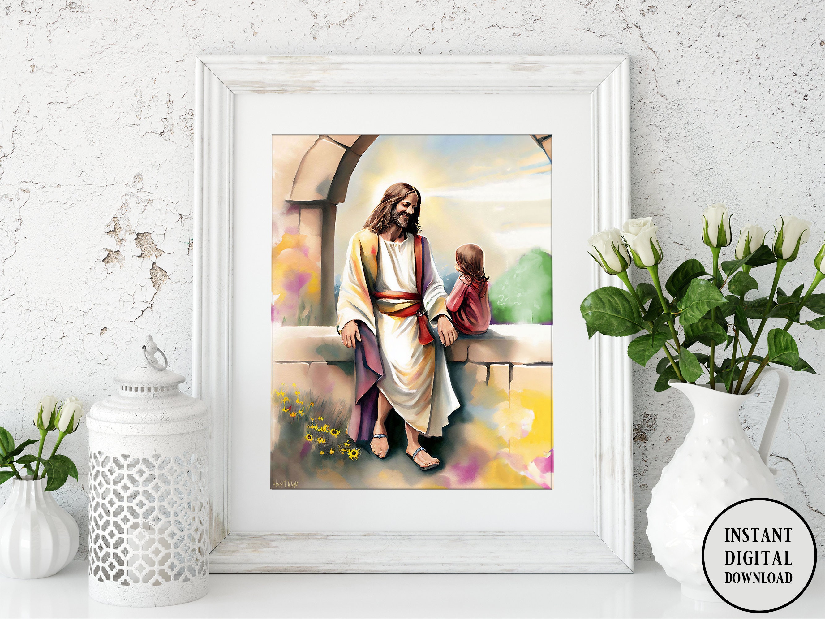 The Comfort of His Presence - Jesus Sitting With Girl, Religious ...