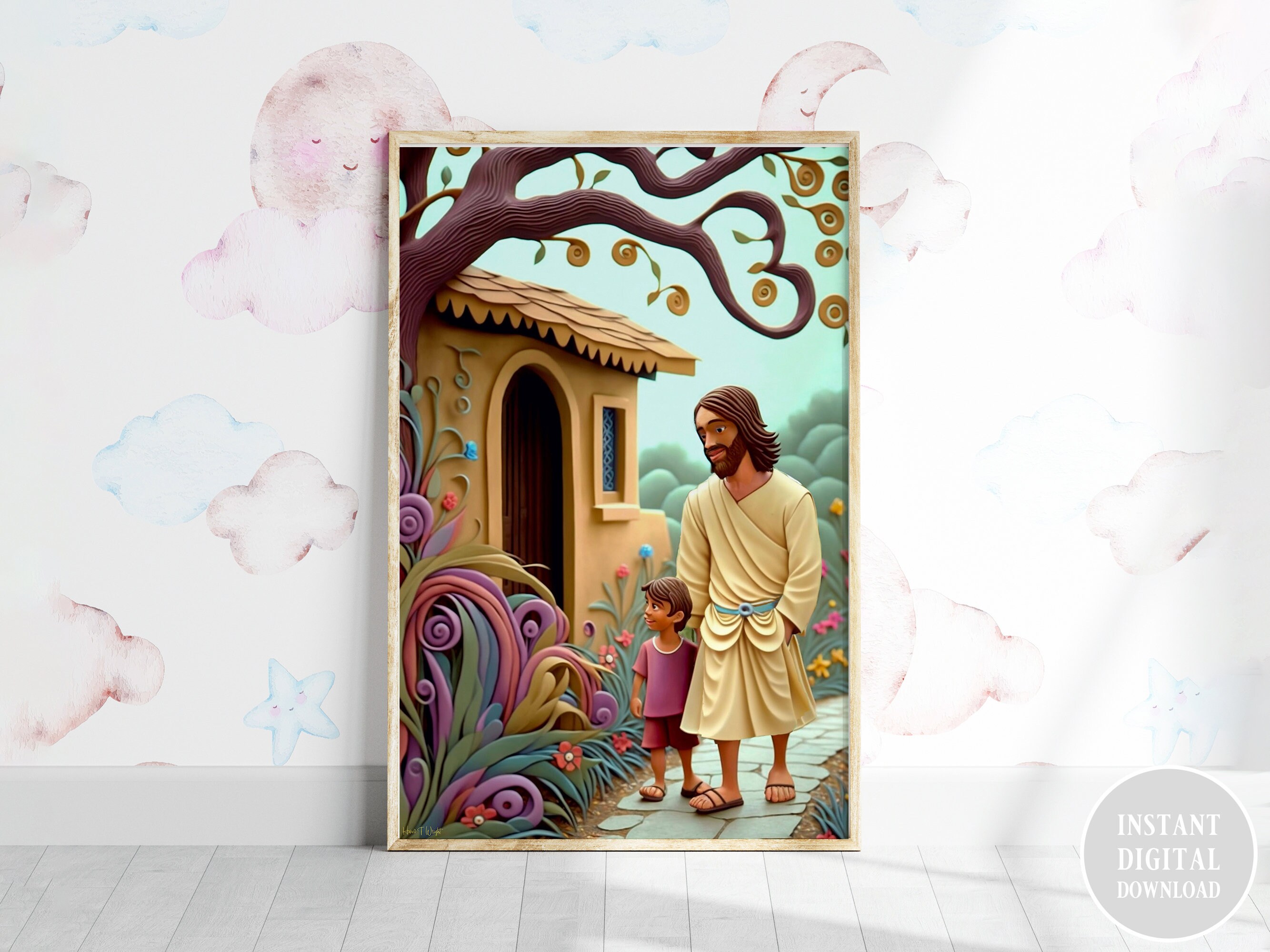 A Friend in Jesus - Boy Walking With Jesus, Kids Room Decor, Jesus ...