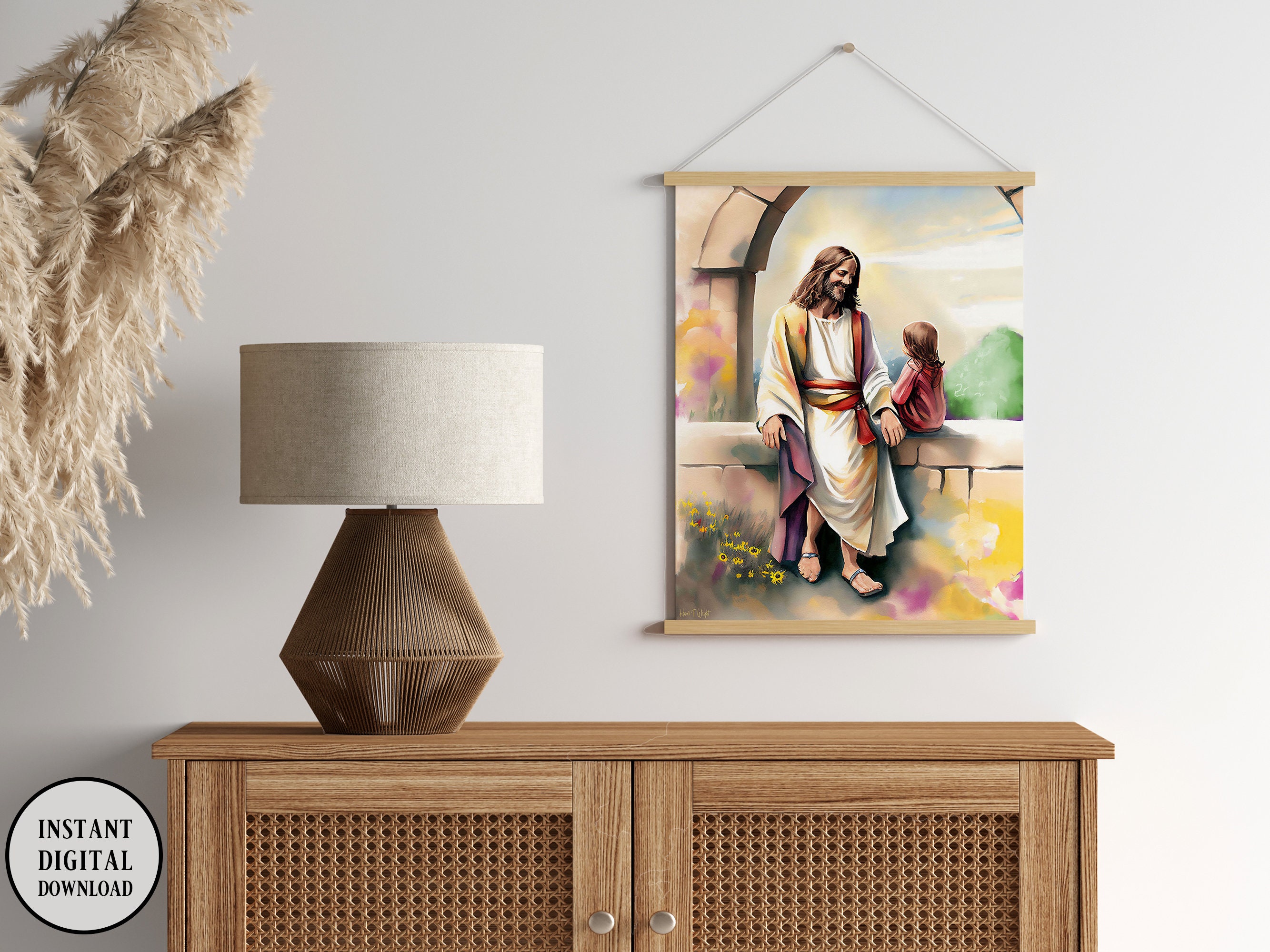 The Comfort of His Presence - Jesus Sitting With Girl, Religious ...