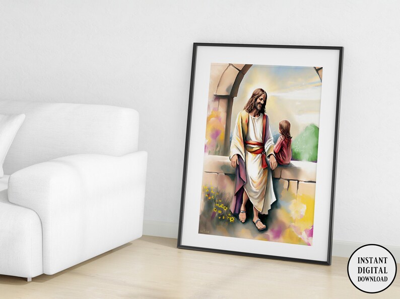 The Comfort of His Presence - Jesus Sitting With Girl, Religious ...