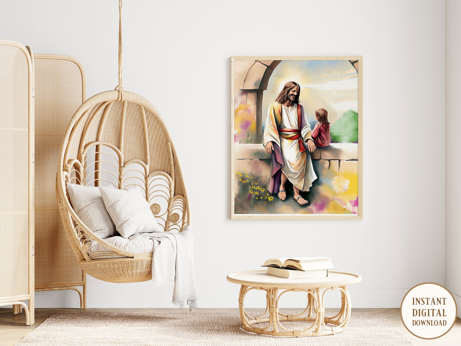 The Comfort of His Presence - Jesus Sitting With Girl, Religious ...