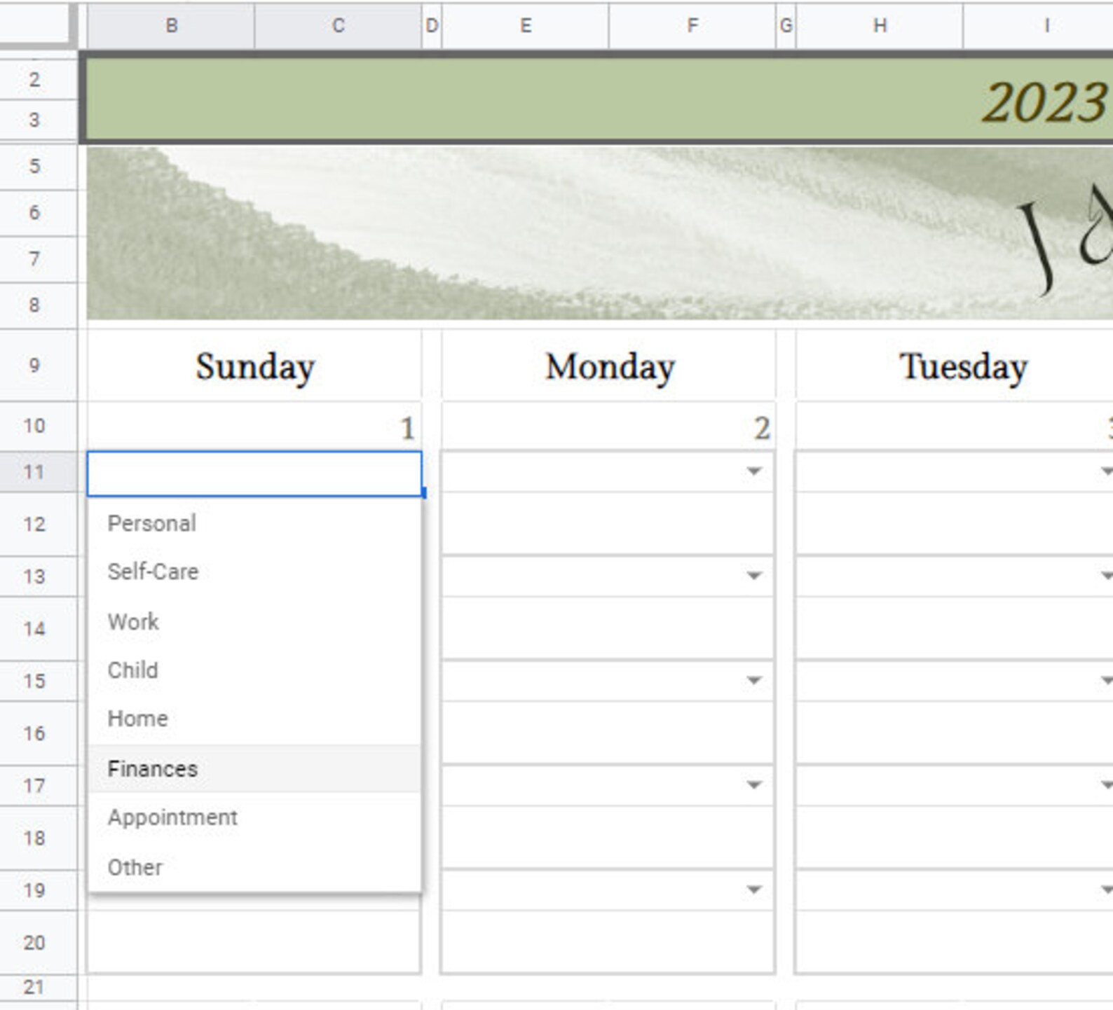 2023 Digital Calendar & Planner Google Sheets/excel - Etsy