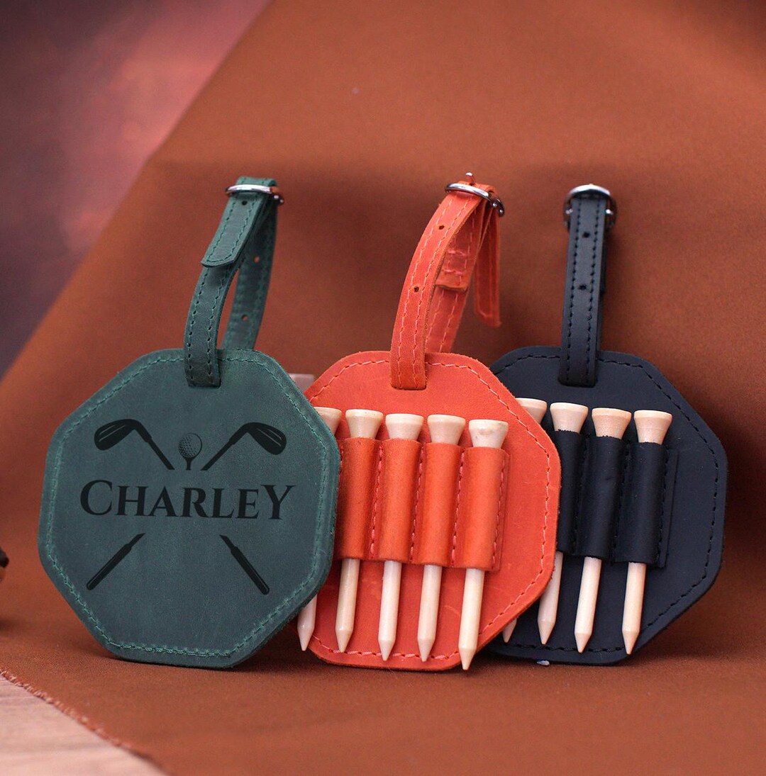 Leather Golf Tee Holder With Name, Monogrammed Golf Tee Pouch, Golf ...