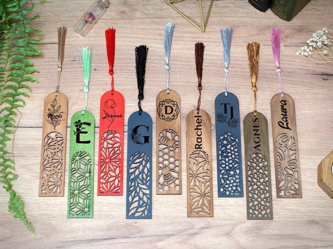Custom Wood Bookmarks 9 Different Pattern Available, Personalized Gifts ...