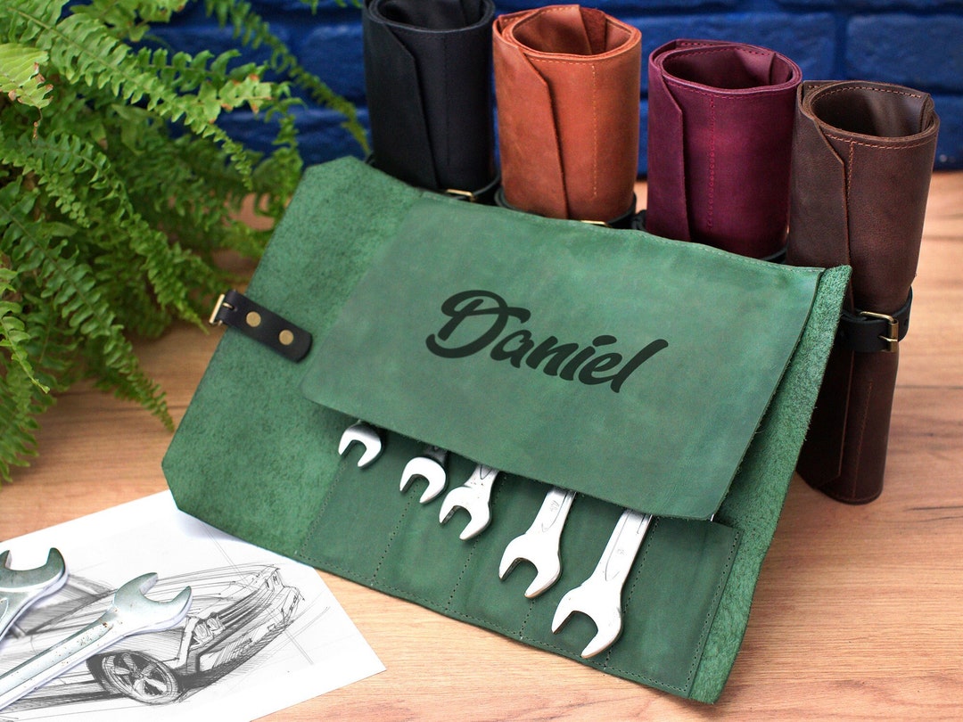 Leather Wrench Roll, Personalized Tool Roll, Bicycle Tool Organizer Bag ...